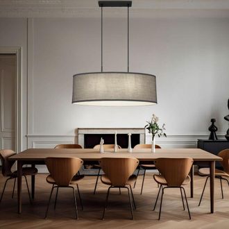 Globo Lighting Globo Lighting - Pendellampe led Hängeleuchte Esszimmerleuchte Deckenlampe Wohnzimmerlampe, Metall Textil, schwarz anthrazit, 2x 9W 2x 810 lm