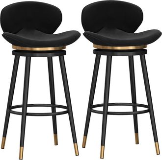 Generic Barhocker-Set (2Er-Set), 75 cm Hohe Metallhocker mit Schmetterlingsr&uuml;ckenlehne, Drehbare K&uuml;cheninselst&uuml;hle, Schwarze Runde Fu&szlig;st&uuml;tze f&uuml;r Esszimmer Und