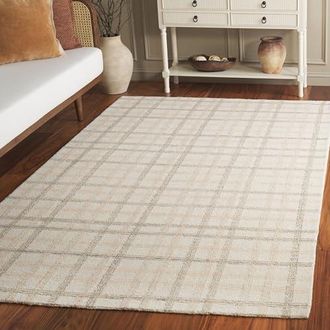 Safavieh Zeitgenössische Teppich für Wohnzimmer, Esszimmer, Schlafzimmer - Ebony Collection, Niedriger Stapel, Beige und Elfenbein, 183 X 274 cm