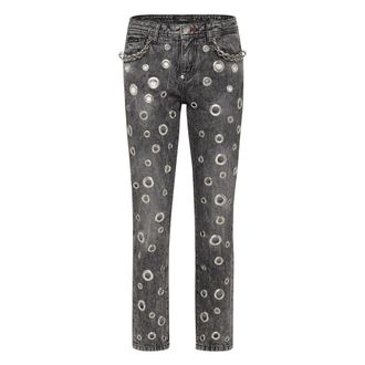 Philipp Plein Damen, Jeans, Grau, W25Gr&ouml;&szlig;e