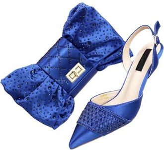 Generic Ensemble de chaussures et sac à main pour femme - Avec strass et bout pointu - Avec sac à main assorti - Pour mariage, R0001, 42.5 EU