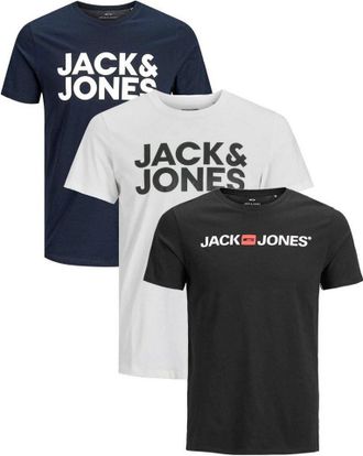 Jack & Jones T-Shirt Stilvolles Slim-Fit oder Regular Shirt mit Printdruck (3er-Pack) Printdruck