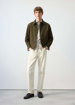 Mango Veste r&eacute;sistante &agrave; leau avec zip dissimul&eacute; olive - Homme - XXL - MANGO MAN