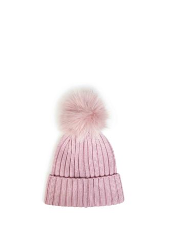 Moncler L20933B00039M1131518 Virgin Wool Ribbed Knit Beanie - Pink
