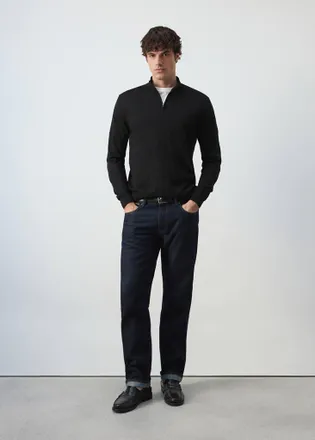 Mango Pull 100 % laine maille fine fermeture &Eacute;clair noir - Homme - XXL - MANGO MAN