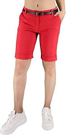 JOPHY & CO. Pantalon Bermuda Femme avec Ceinture et Poches (cod. 3009) (as4, Alpha, s, Regular, Regular, Rouge)