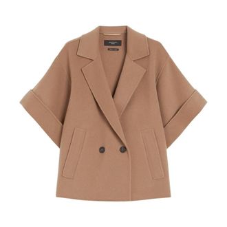 Max Mara Kurzer Wollmantel mit Reverskragen - - Coats - Damen - Braun - 2XL
