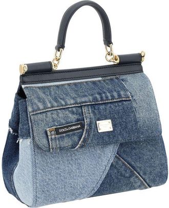 Dolce & Gabbana Womens Blue Cotton Handbag Bag