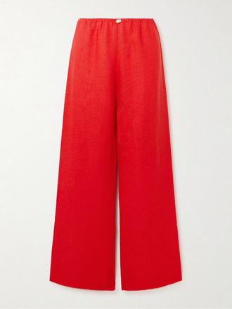 Sara Cristina Pantalon En Lin &Agrave; Perle Playa - Rouge