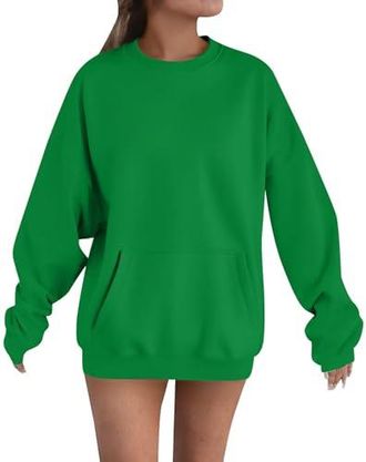 Generic Sweatshirts pour femmes UK Sweatshirts UK pour femme UK couleur unie surdimensionn&eacute; haut col rond manches longues automne hiver d&eacute;contract&eacute; confortabl