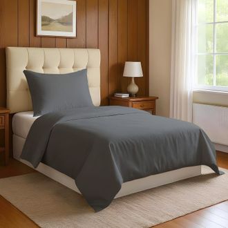 Pizuna 800 Fadenzahl aus Luxus Bettw&auml;sche Dunkelgrau, 100% Langstaple Baumwolle Bettbezug und Kissenbezug, 100% Baumwolle Mako Satin 2-Teilig Bettw&auml;scheset 1