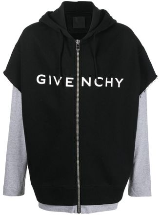 Givenchy hoodie superpos&eacute; &agrave; logo imprim&eacute; - Noir