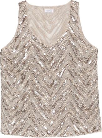 Brunello Cucinelli Sequin Chevron Top