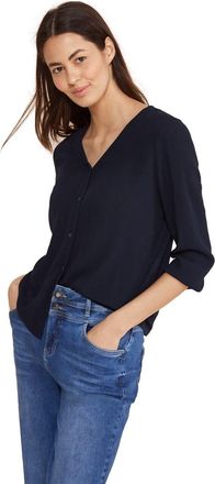 Street One Damen A321111 T-Shirt Im Materialmix, Deep Blue, 38 EU