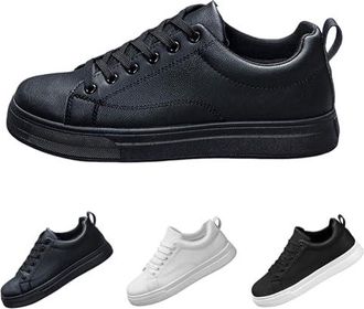 Generic Baskets en cuir synth&eacute;tique pour homme - Pieds plats et larges - Chaussures de course &agrave; enfiler - Semelle souple - Chaussures de sport - Chaussures de