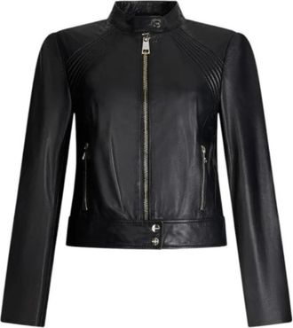 Liu Jo Femme, Vestes, Noir, Taille: 40 FR Leather Biker Jacket