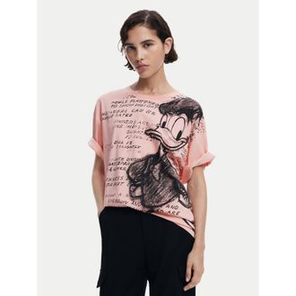 Desigual T-Shirt Donald 25SWTKAH Rosa Loose Fit