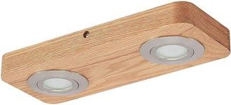 Lindby LED Plafonnier Mikari (Moderne) en Marron Bois e. a. pour Salon & Salle &agrave; manger (&agrave; 2 lampes,), bois plafonnier lampe