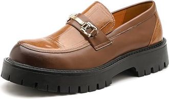 Generic Mocassins Penny Mocassins à enfiler en cuir pour homme - Mocassins décontractés - Pour la marche - Chaussures bateau tendance, marron, 39 1/3 EU