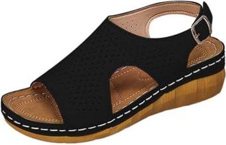 Generic Sandales compens&eacute;es respirantes et d&eacute;contract&eacute;es pour femme - Couleur unie - Creuses - &Eacute;l&eacute;gantes - Polyvalentes - Confortables - Bout ouvert - Sandale