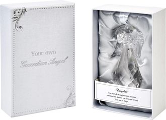 Hox Guardian Angel Tochter Kristallengel Figur f&uuml;r Haus, Garten, B&uuml;ro oder Auto Dekoration religi&ouml;se herzw&auml;rmende Beschriftung in Geschenkbox transparent 