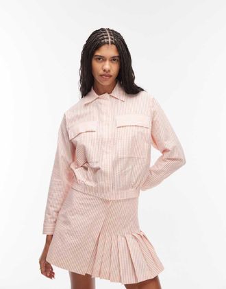 Lacoste Veste densemble &agrave; rayures - Orange et blanc