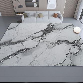 Generic Gris Tapis de Bain antid&eacute;rapant, Moquette d&eacute;coratifs Minimaliste &Eacute;l&eacute;gant Marbre Motif r&eacute;sistant &agrave; la d&eacute;coloration Hydrofuge pour Salon Chambre &agrave; Couch