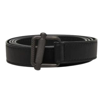 Bottega Veneta Ceinture Pre-owned en cuir &agrave; boucle rouleau - Femme - Pre-owned - Noir - Taille: ONE Size