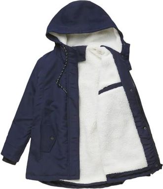 Generic Veste dhiver chaude &agrave; capuche courte pour femme - Parka dhiver doubl&eacute;e en polaire - Parka dhiver &agrave; manches longues avec fermeture &eacute;clair - Parka &eacute;pais