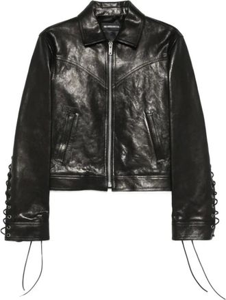 Ann Demeulemeester Homme, Vestes, Noir, Taille: M Ulv Lacing Lamb Zip Jacket