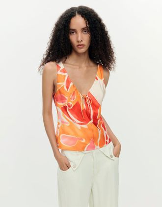 Desigual Petal - Bluse in Wei&szlig; mit Riemchendesign-Orange