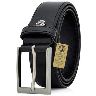 Lindenmann Gürtel Herren Vollledergürtel aus Rindleder, 35 mm breit, kürzbar, Gürtel Herren XXL, schwarz, Größe/Size:Bundweite 130 cm Gesamtlänge 145 cm W 51.2 X