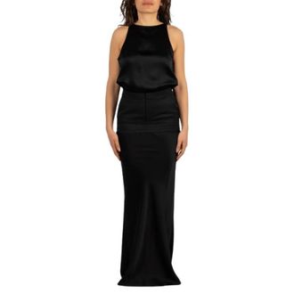 Dondup Langes Satin-Kleid - - Dresses - Damen - Schwarzk - S