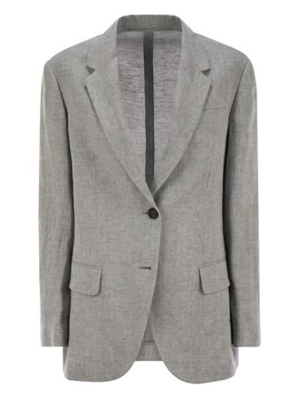 Brunello Cucinelli blazer en lin m&eacute;lang&eacute; - Gris