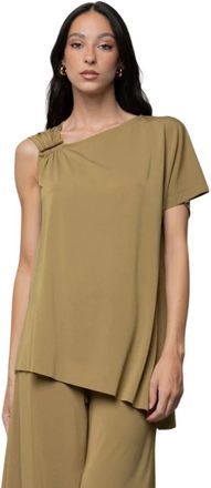 Kaos Kaos, Femme, Blouses et Chemises, Vert, Taille: 36 FR Blouse asym&eacute;trique &agrave; une &eacute;paule