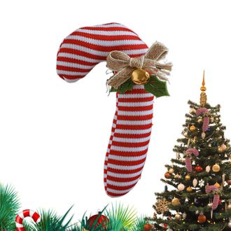 Generic Zuckerstangen Weihnachtsschmuck - Weihnachtsbaum Deko Zuckerstangen Anhänger, Rot-weiße Stoffdeko Mit Glöckchen Und Schleife, Süße Weihnachtsdekoratio