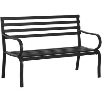 OUTSUNNY Banc de Jardin Design Contemporain 2 Places dim. 127L x 58l x 82H cm m&eacute;tal &eacute;poxy Noir