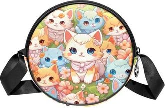 Generic Sac &agrave; bandouli&egrave;re rond pour femme, petit sac &agrave; bandouli&egrave;re avec fermeture &eacute;clair, bretelles r&eacute;glables, style d&eacute;contract&eacute;, pour femmes et filles