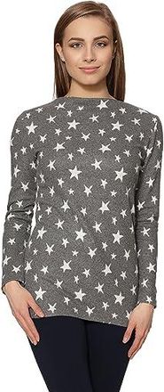Merry Style Sweat-shirt à manches longues en viscose pour femme MS10-340, Étoiles grises., M