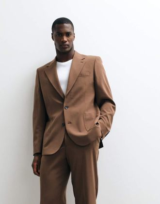 Asos FlexMAX - Veste de costume ajust&eacute;e - Marron fonc&eacute;