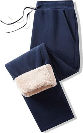 Generic Pantalon de Jogging Thermique dhiver pour Homme, doubl&eacute; Polaire, avec Cordon de Serrage et Poches zipp&eacute;es. L&eacute;ger et Sportif. (Blue,TTG)
