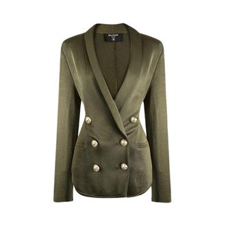 Balmain Strukturierte Viskoseweste - - Jackets - Damen - Gr&uuml;n - M