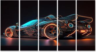 Islandburner Bild auf Leinwand futuristischen Sportwagen neon leuchtenden glänzenden Luxus Cyberpunk Auto Renne Bilder Wandbilder Poster IZJC-5P