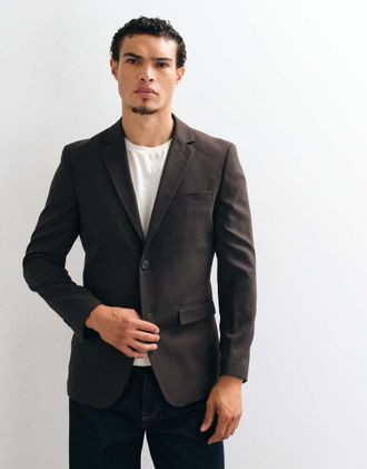 Selected blazer coordonn&eacute; coupe slim en m&eacute;lange de laine marron