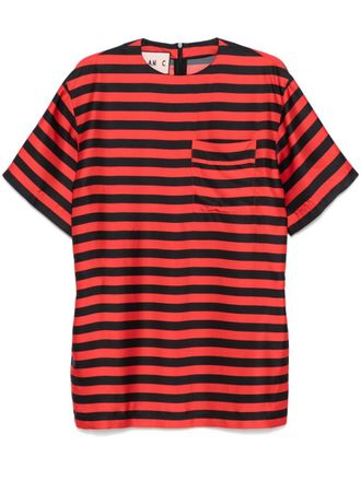 Plan C Gestreiftes Satinkleid - Rot