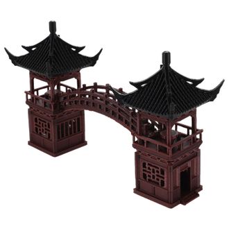 Artibetter Garneck Miniaturtempel mit Br&uuml;cke Asiatischer Zen Garten Pavillon Dekoration Vielseitig f&uuml;r Bonsai Mikro Landschaft Aquarium Langlebige Pflegeleichte 