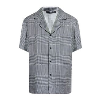 Balmain Hemdkragen mit Hahnentrittmuster und kurzen &Auml;rmeln - - Shirts - Herren - Schwarzk - S