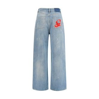 Golden Goose Paint-Splatter Denim Jeans - Blue
