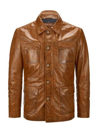 Milestone Herren Lederjacke braun Lammnappa
