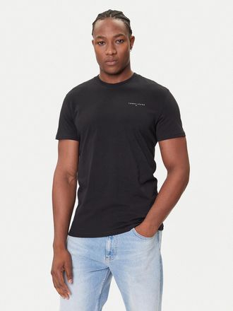 Tommy Jeans T-Shirt Linear Chest DM0DM21780 Schwarz Slim Fit